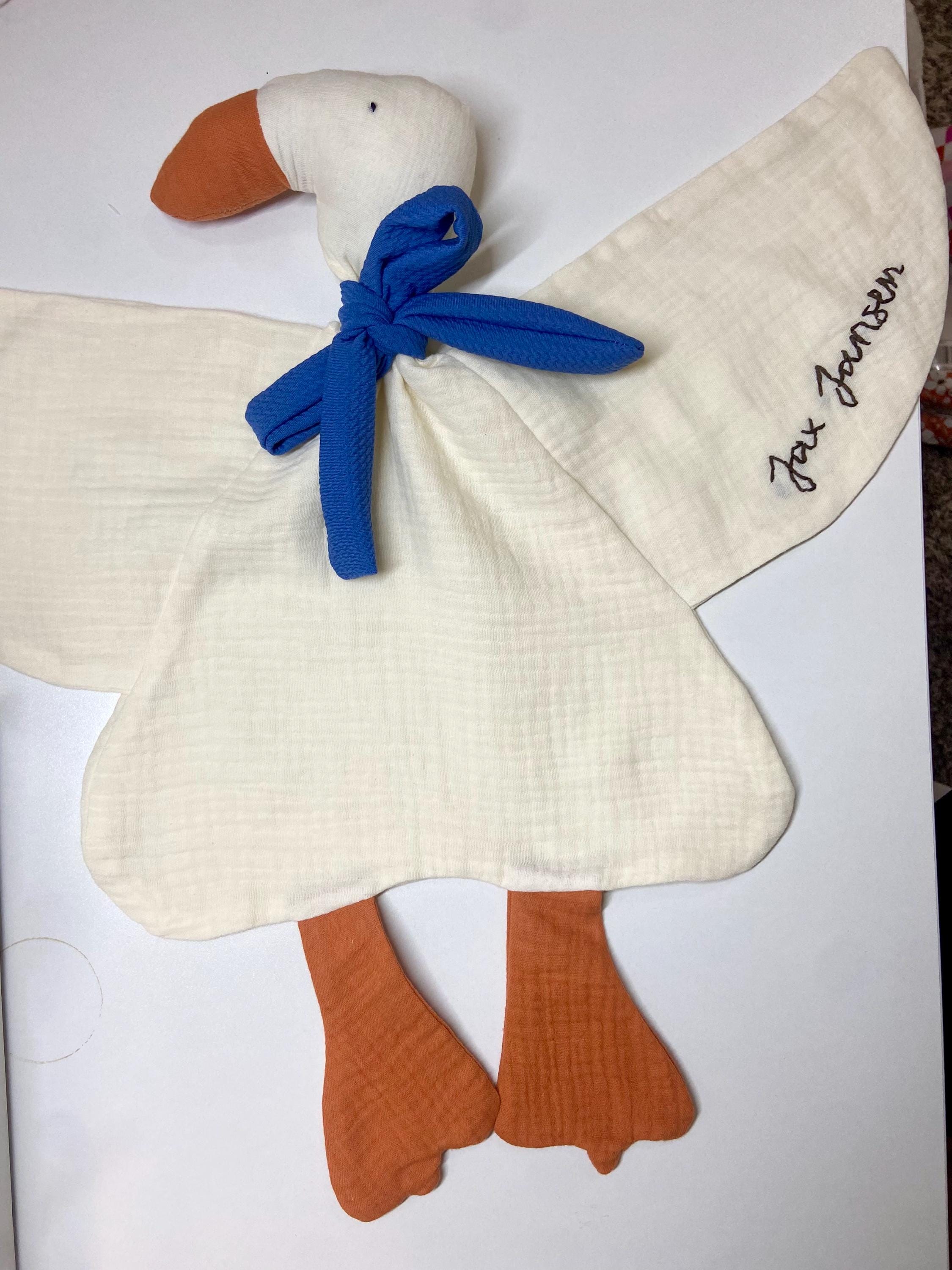 Goose Lovie Blanket: Custom Embroidered Baby Name, Handmade - Etsy