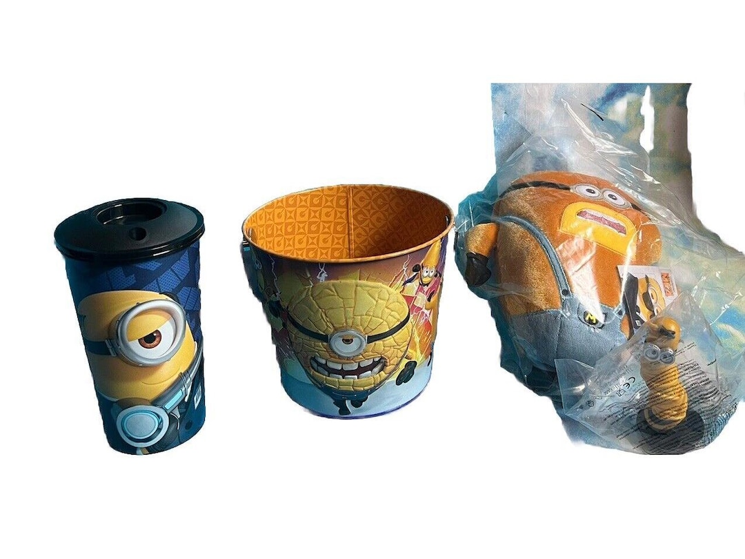 Brand New Despicable Me 4 AMC Plush Popcorn Bucket Cup Topper Full Set ...