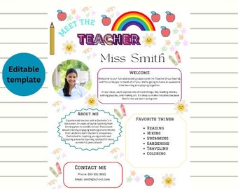 Meet the Teacher Template, Editable Teacher Printable, Boho Meet the ...