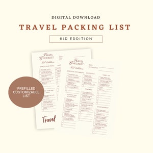 Customizable Digital Packing List for Traveling With Kids of All Ages ...
