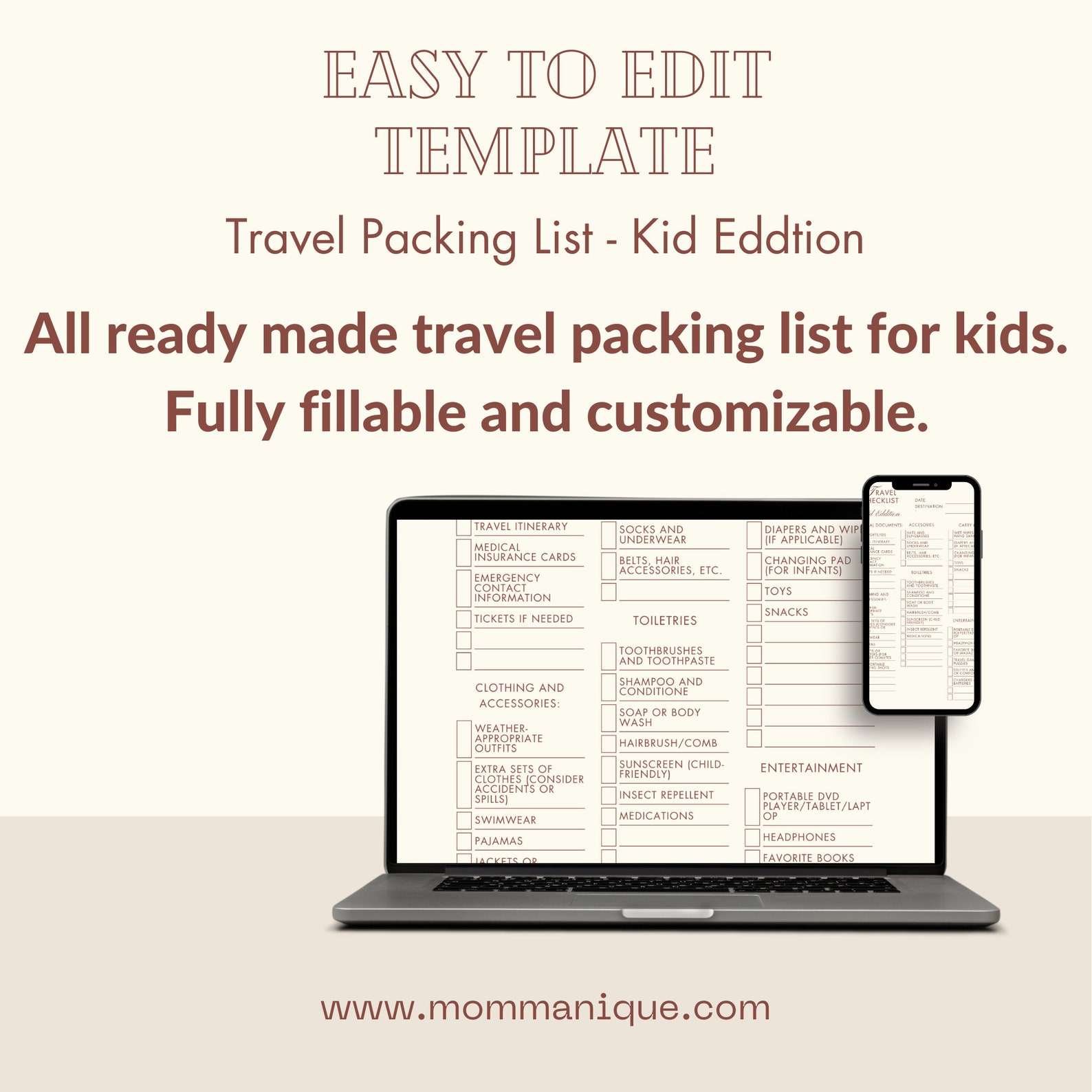 Customizable Digital Packing List for Traveling With Kids of All Ages ...