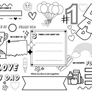Fathers Day Printable Coloring Page Printable All About Dad - Etsy