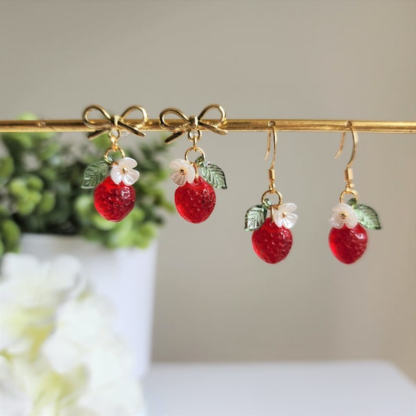Strawberry Earrings - Etsy