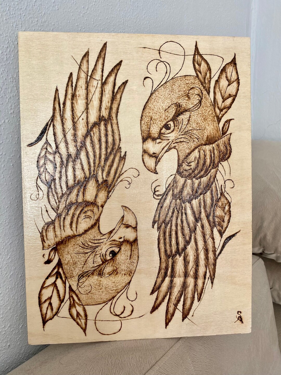 Handmade Pyrography Eagle Figure on Wood, Home Decor, Woodburning - Etsy