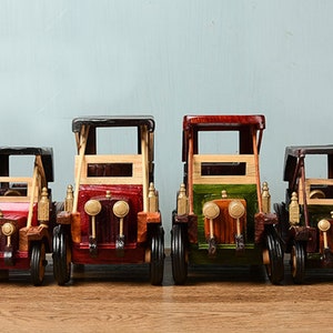 Handmade Vintage Car Ornament, Wood Car Toy, Home Office Desk Shelf ...