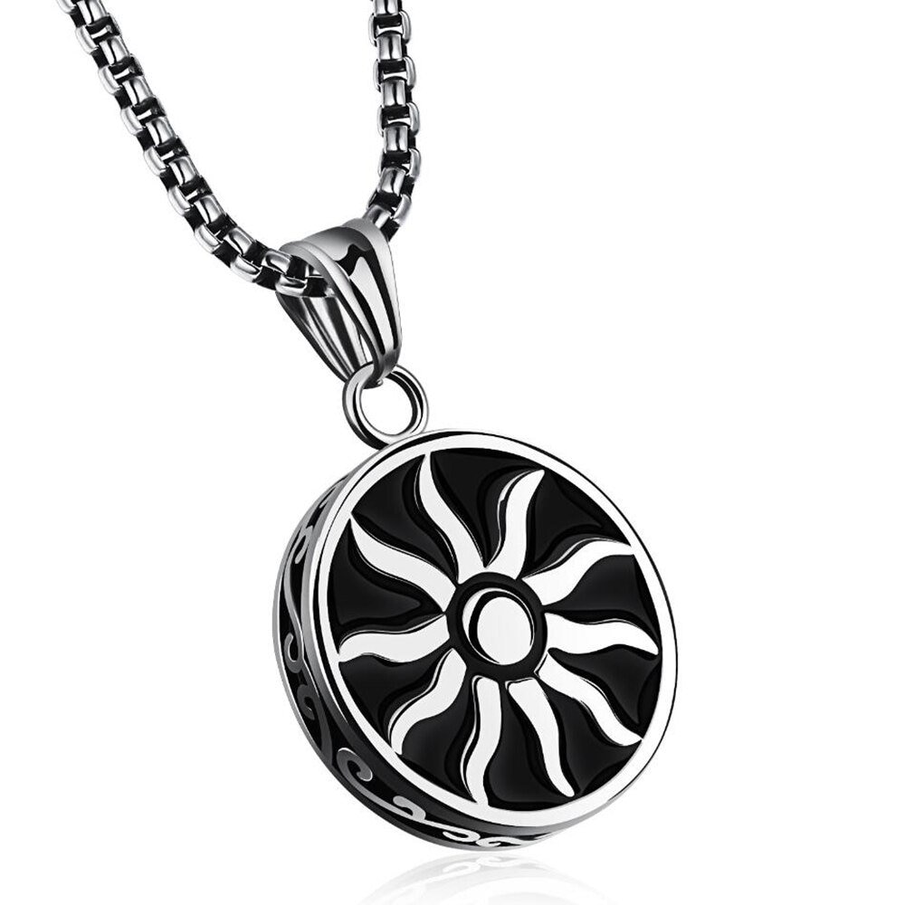 Sun Punk Necklace Sun Pendant Silver Pendant Cool Necklace for Men ...