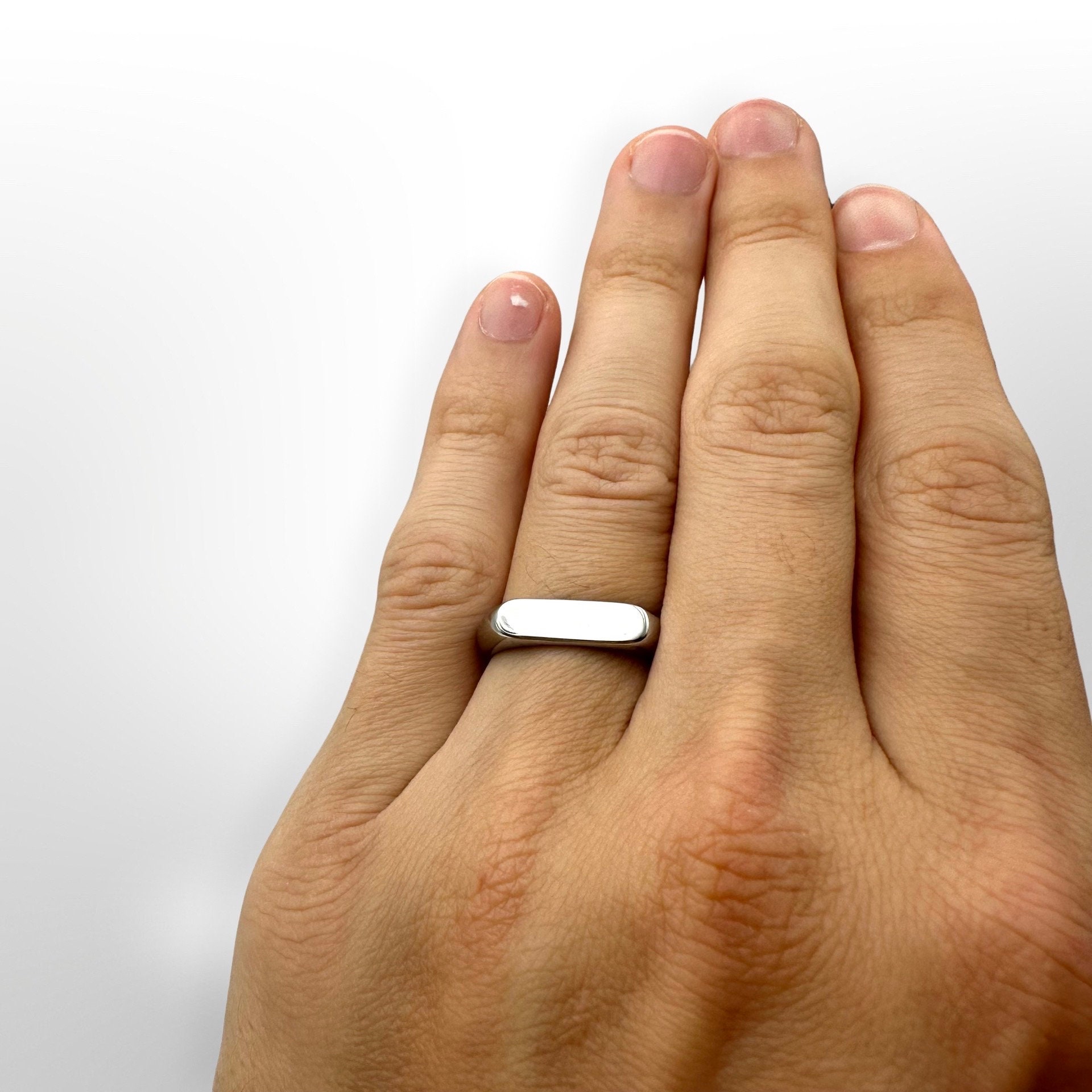 Rectangle Signet Ring for Men Silver Signet Ring Silver - Etsy