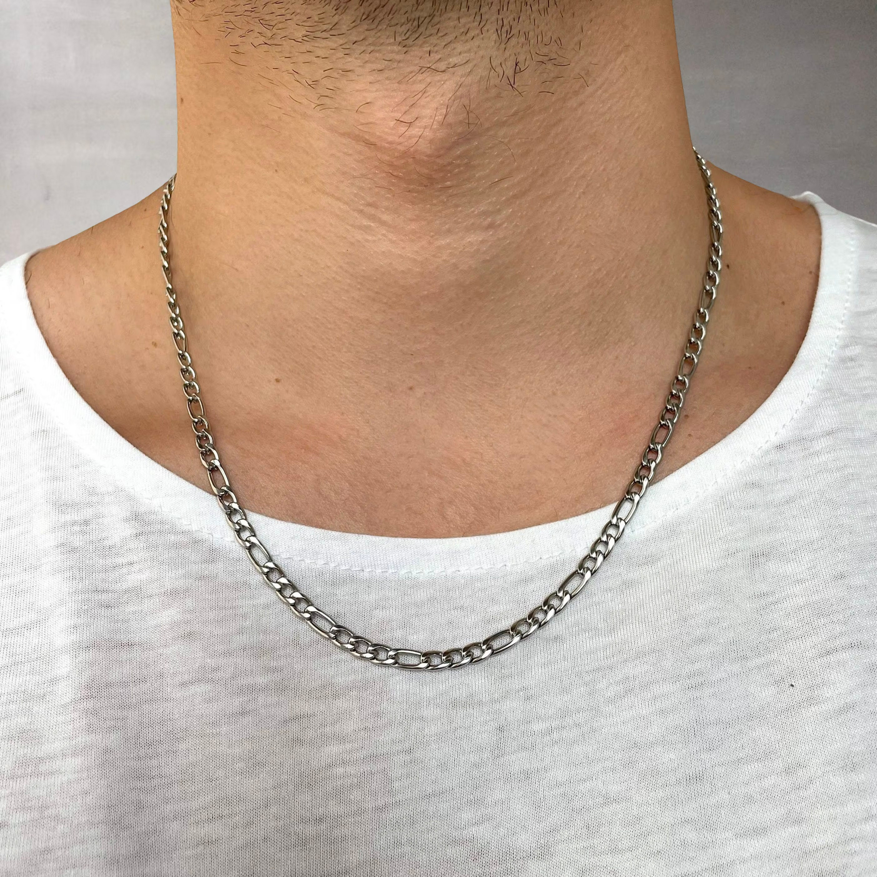 Silver Figaro Necklace for Men 4mm Silver Figaro Chain - Etsy Canada