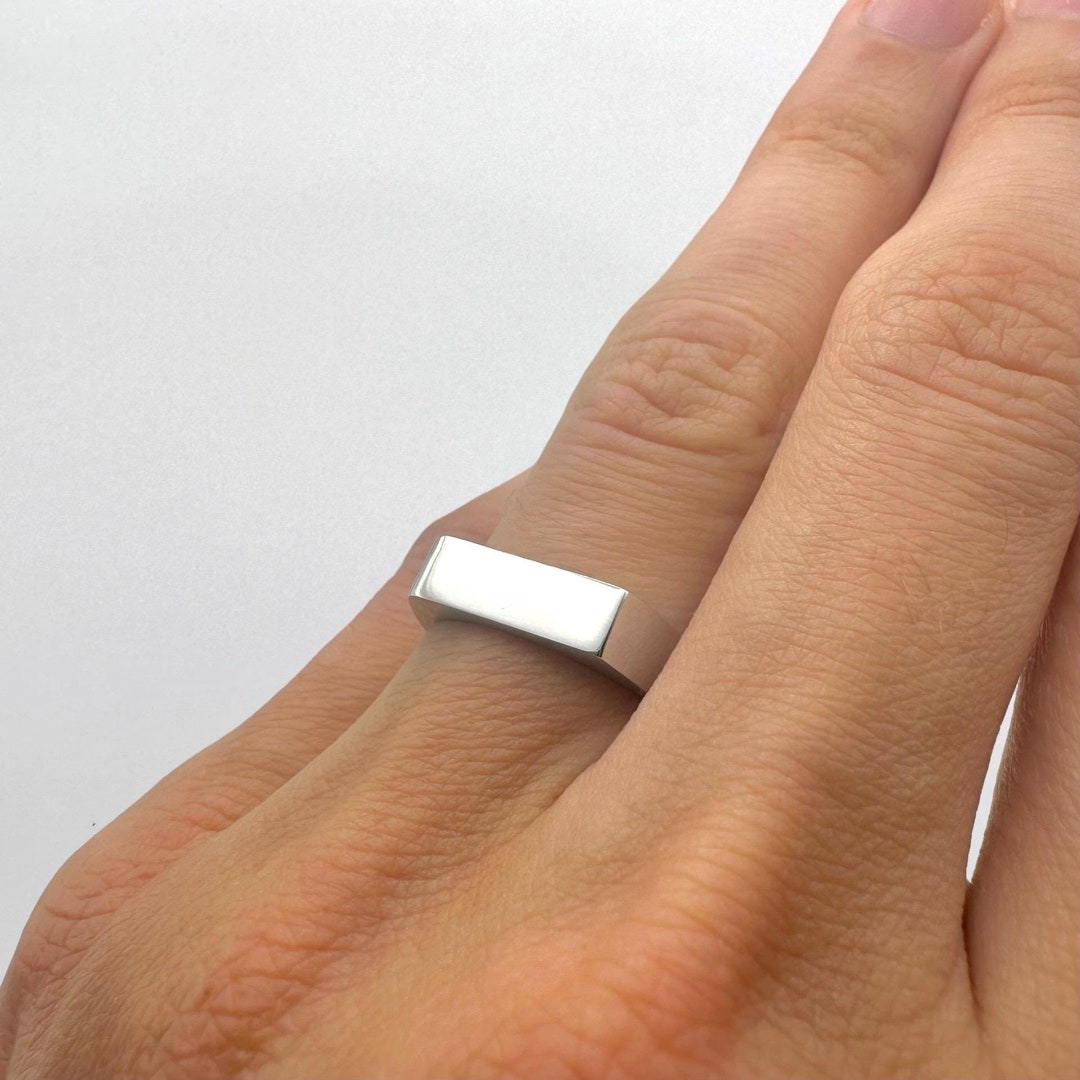 Silver Signet Ring for Men • Cool Signet Ring • Silver Mens Rings ...