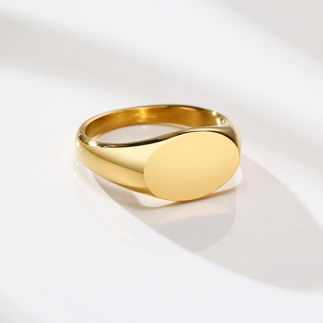 Gold Signet Ring for Men Cool Signet Ring Gold Mens Rings Minimalist ...