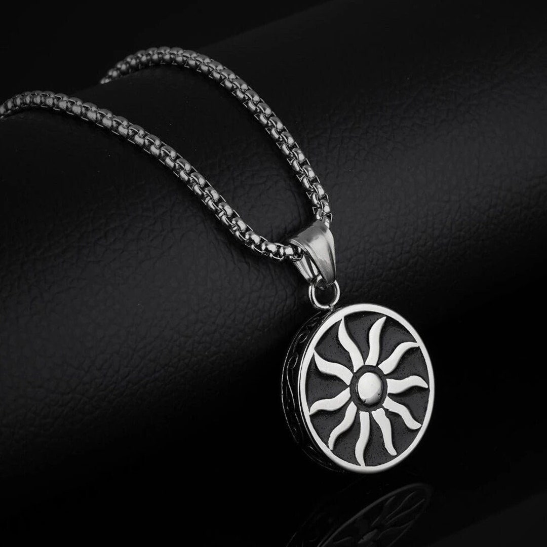 Sun Punk Necklace Sun Pendant Silver Pendant Cool Necklace for Men ...