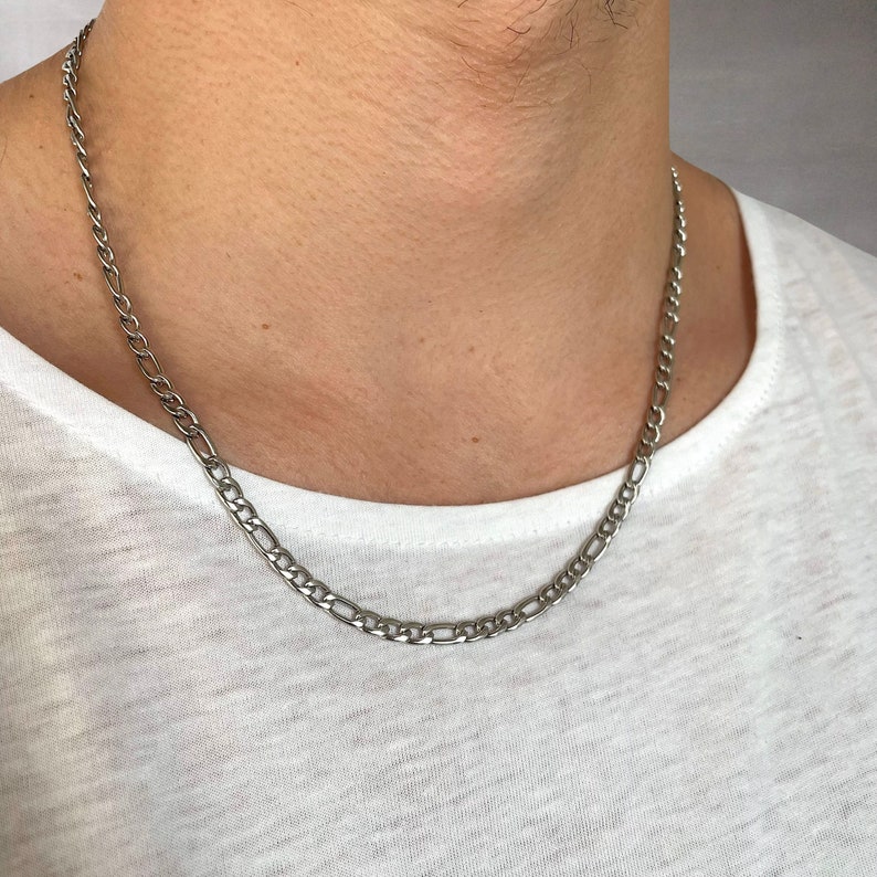 Silver Figaro Necklace for Men 4mm Silver Figaro Chain - Etsy Canada