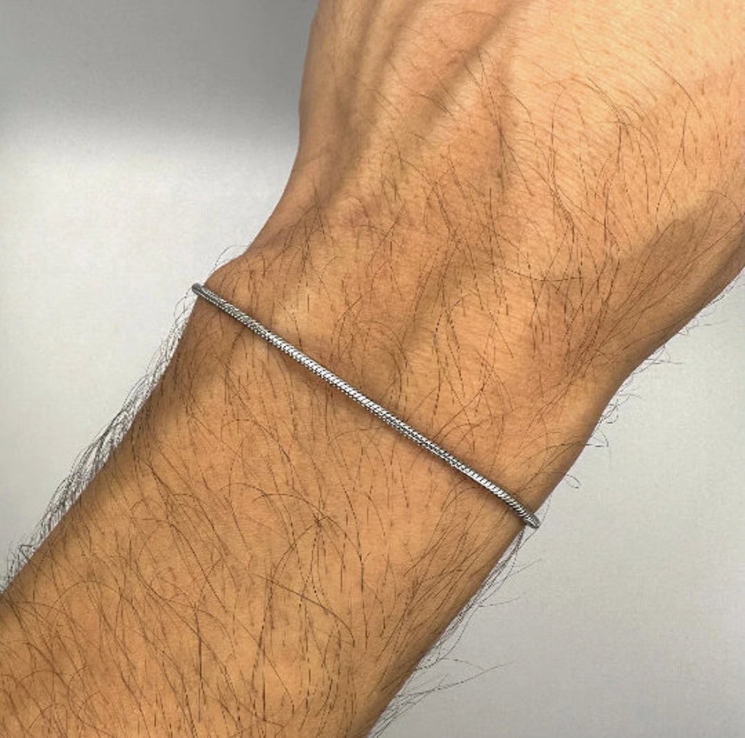 Silver Snake Link Bracelet for Men • Silver Minimalistic Bracelet for ...