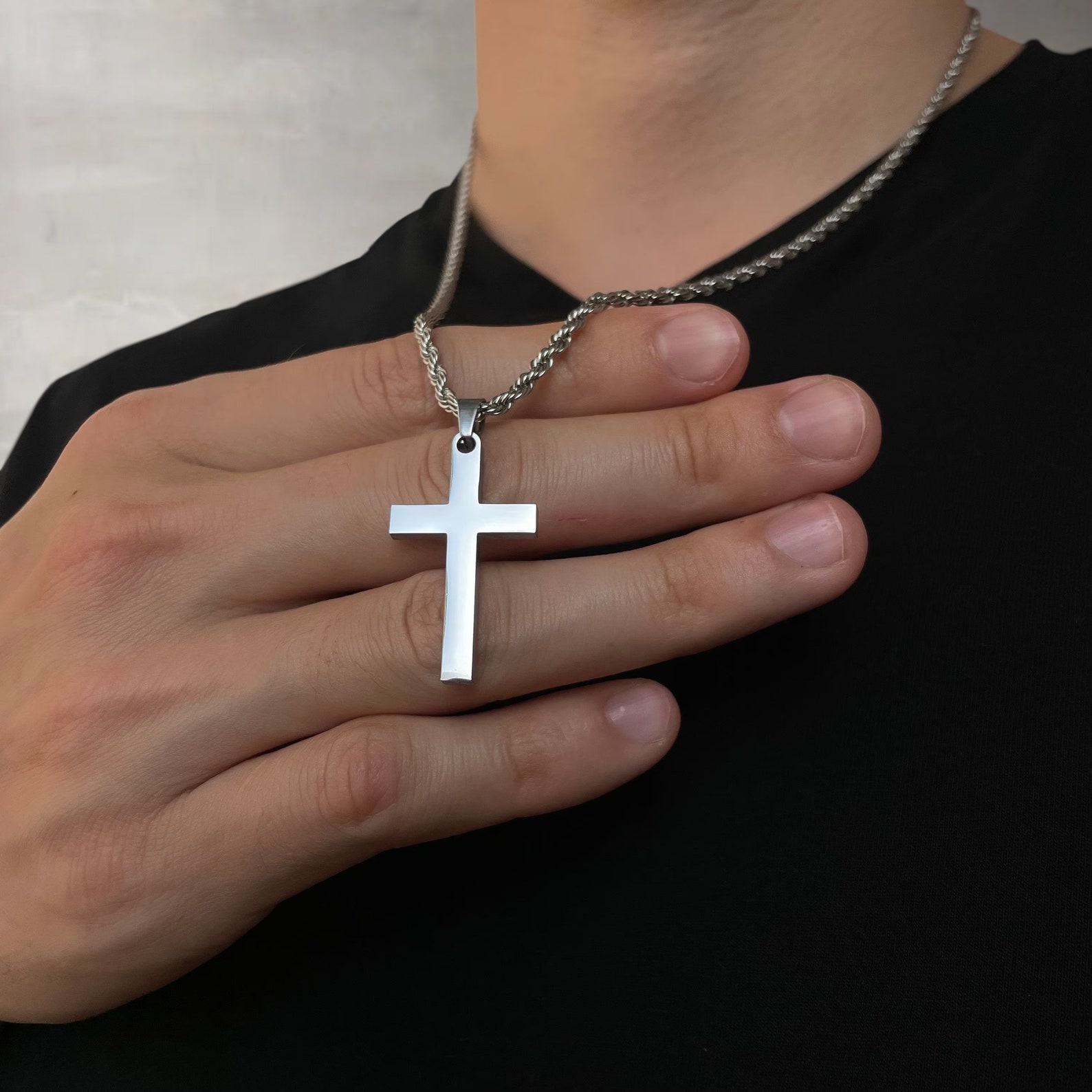 Silver Cross Necklace for Men • Cross Pendant • Men's Necklace ...