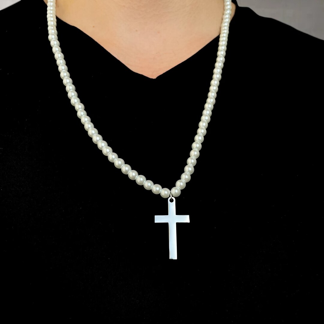 Cool Pearl Necklace With Cross Photos