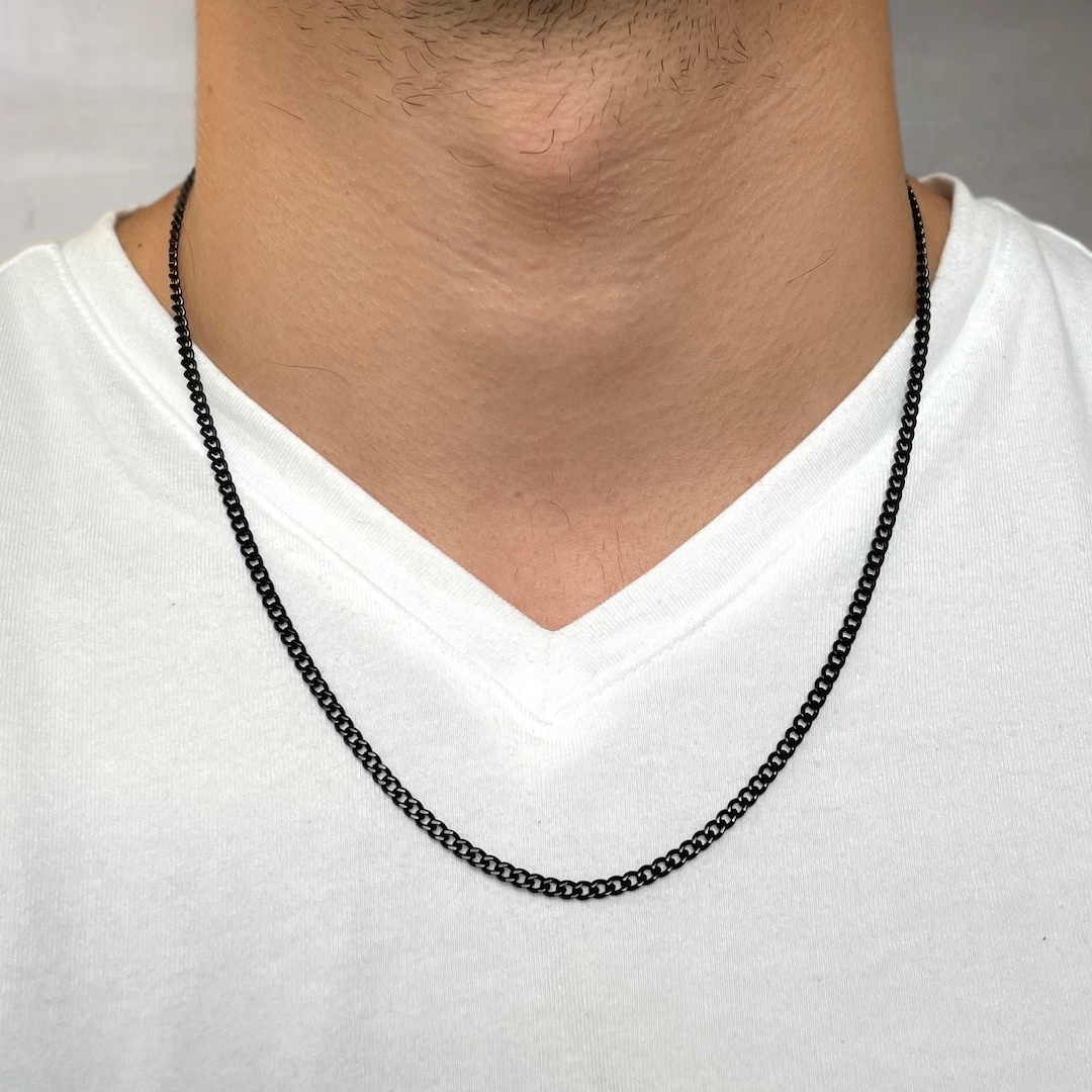 Black Chain Necklace for Men • Cuban Chain Necklace • Men's Black Chain ...