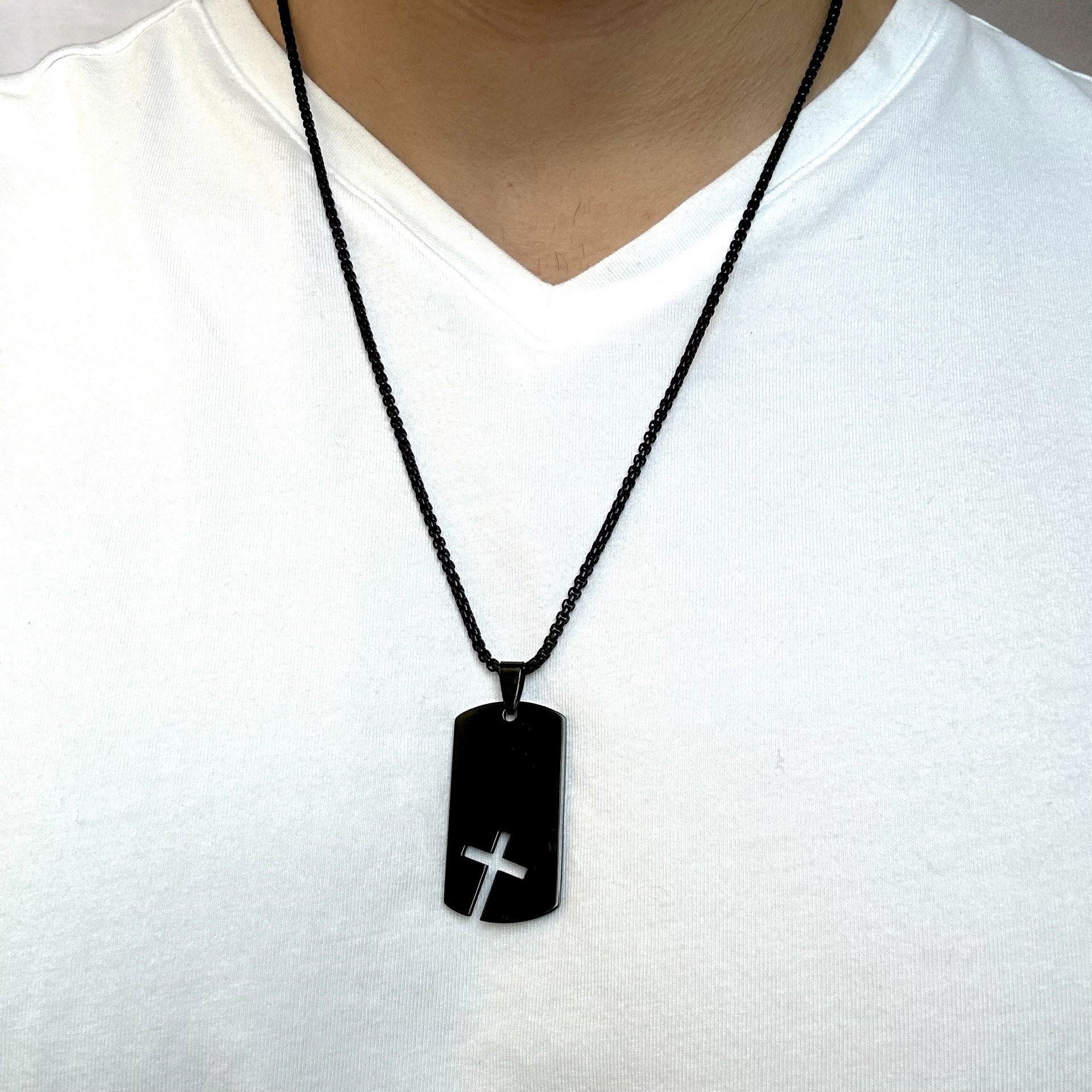 Black Hollow Cross Necklace for Men • Cross Pendant • Men's Necklace ...