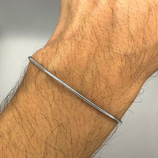 Silver Snake Link Bracelet for Men Silver Minimalistic - Etsy