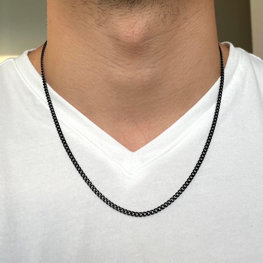Black Cuban Chain Necklace Cuban Chain Link Necklace - Etsy