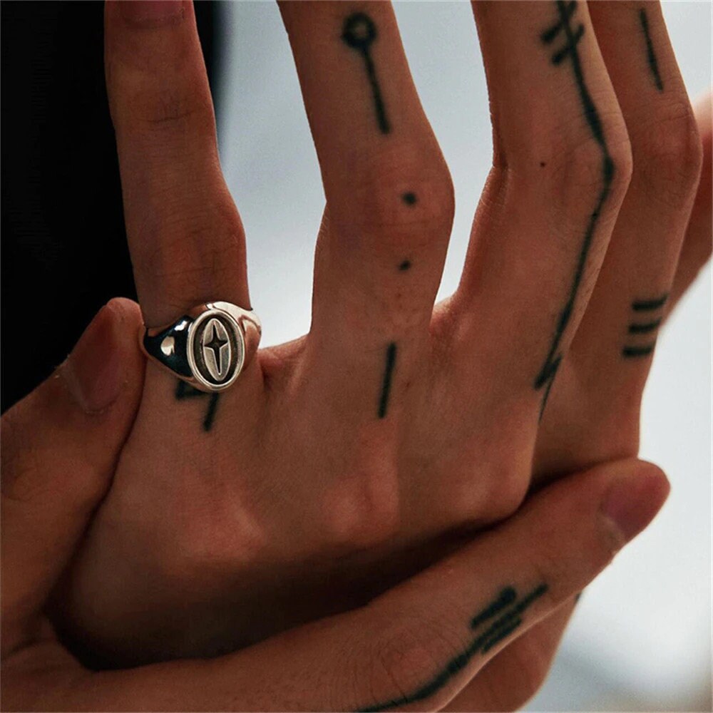 Vintage Punk Cross Ring for Men Signet Cross Ring Silver - Etsy