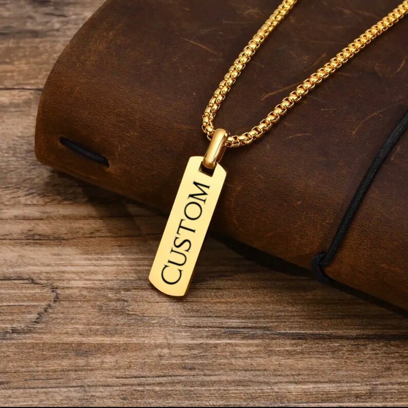 Custom Gold Necklace for Men Personalized Bar Necklaces for Men ...