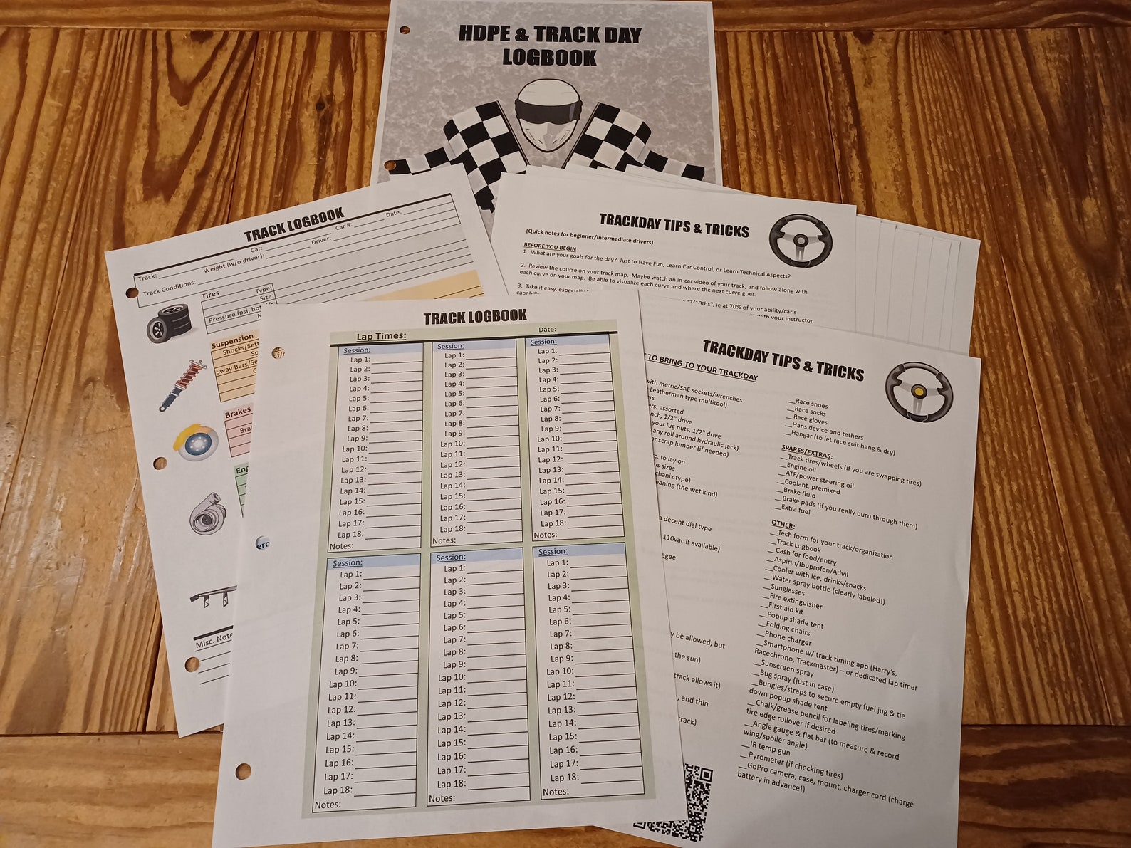 Printable HDPE & Track Day Logbook/timing Sheets/tips + Tricks Bundle ...
