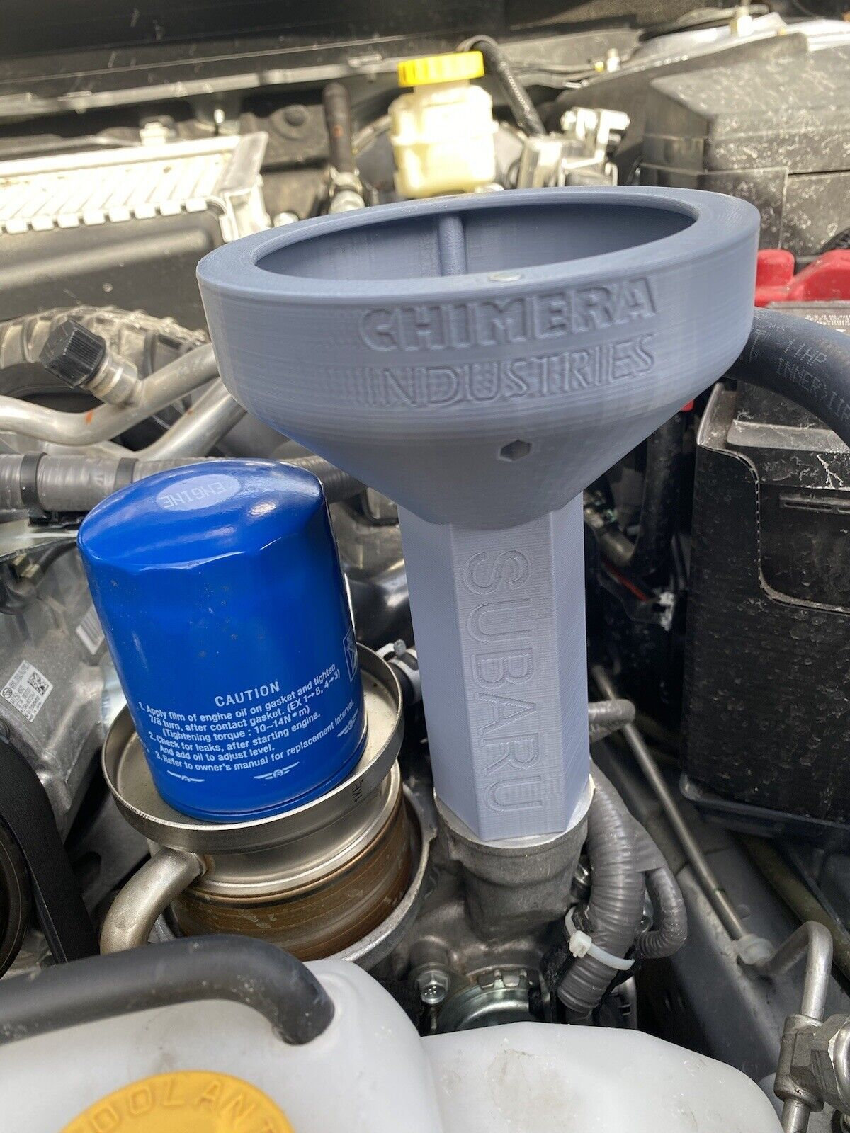 No Spill Threaded Oil Funnel for Turbo Subaru W/ Oil Cooler - Vented ...