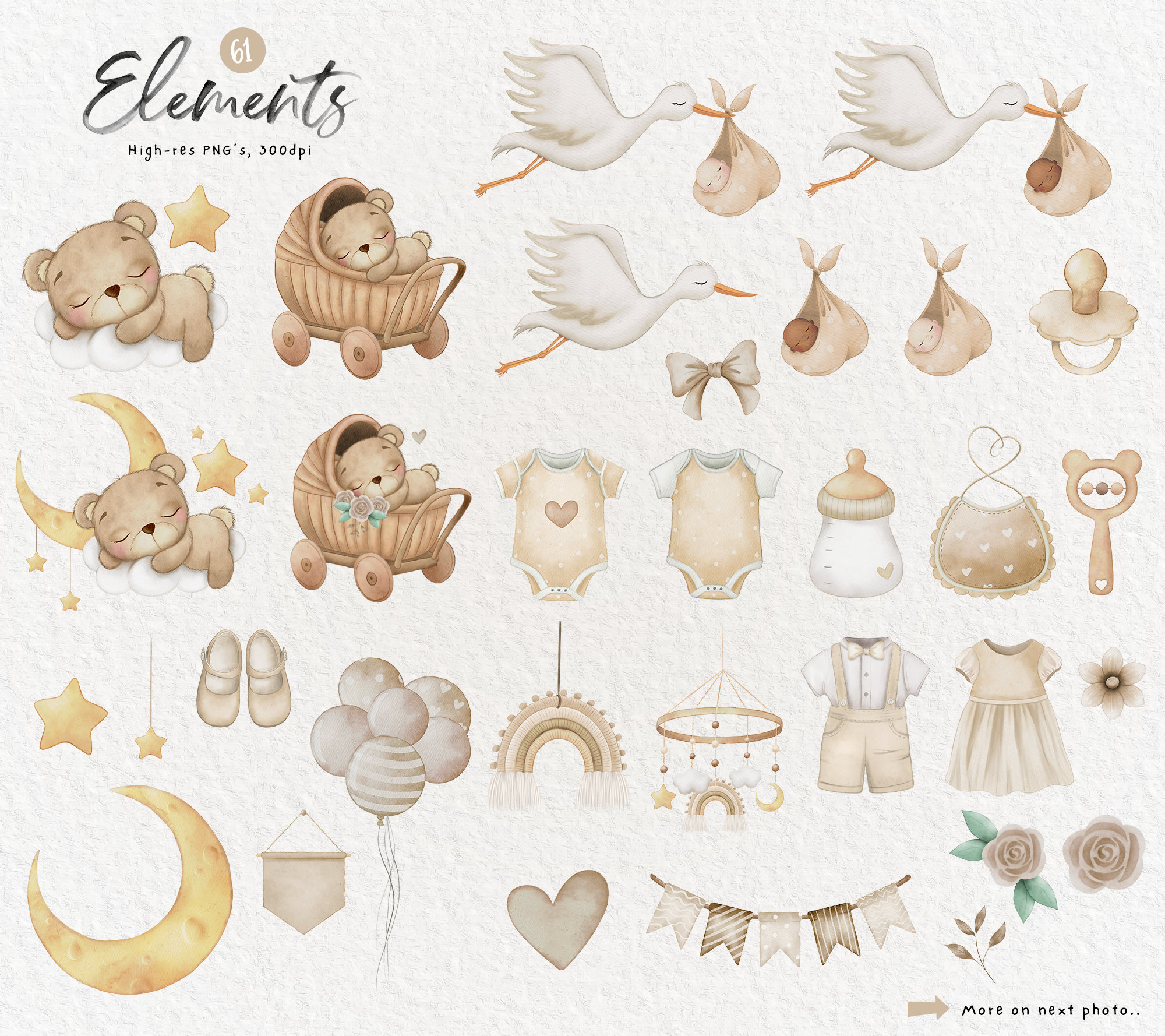 Neutrales Baby Aquarell Grafiken Set - Etsy.de