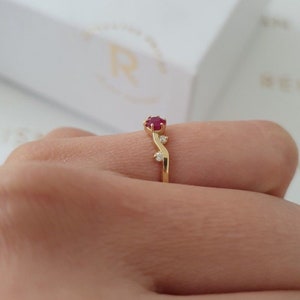14k Gold Natural Ruby Ring / Genuine Ruby Ring Available in Gold, Rose ...