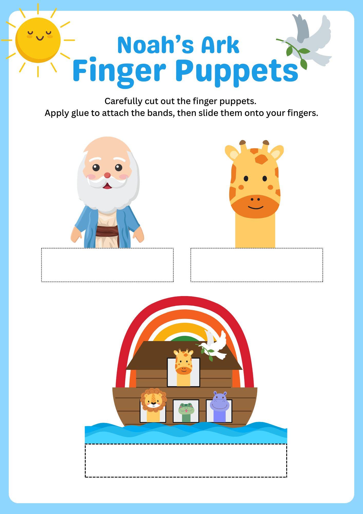 PDF Printable Finger Puppets | Noah and the Ark Story Guide for Kids ...