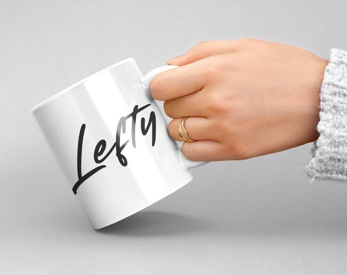 Left Handed Coffee Mug Tea Cup Wheelthrown in Stoneware Hand Thrown ...