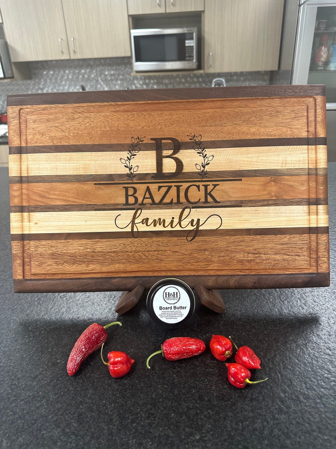 Epoxy Engraved Cutting Board / Laser Kitchen Sign Walnut Stand-board ...