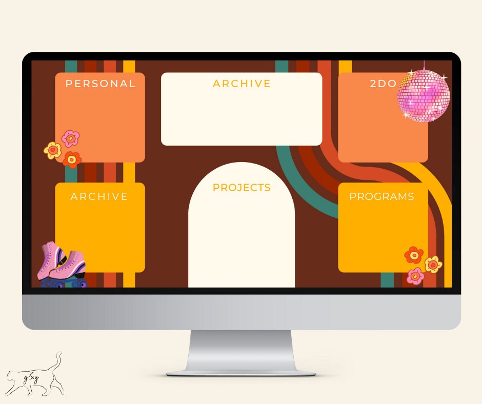 Desktop Wallpaper Organizer | Groovy | 1970s | Roller Skate | Small ...