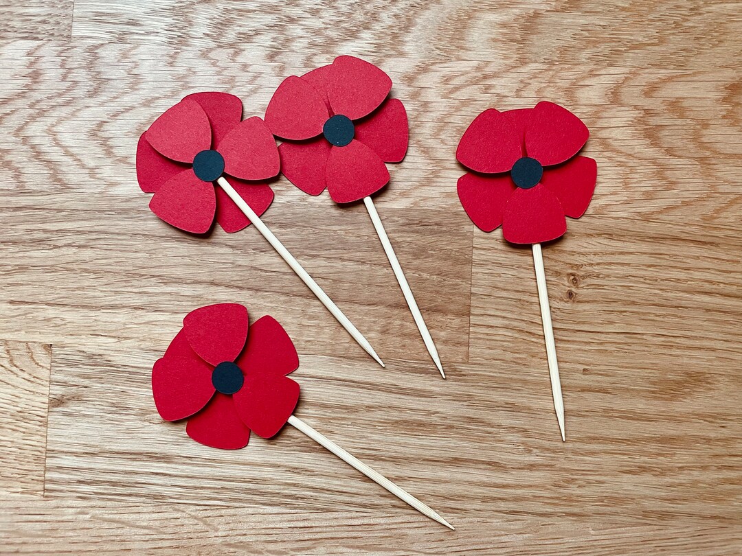 Poppy Cupcake Toppers Birthday Cupcakes Poppy Decorations - Etsy