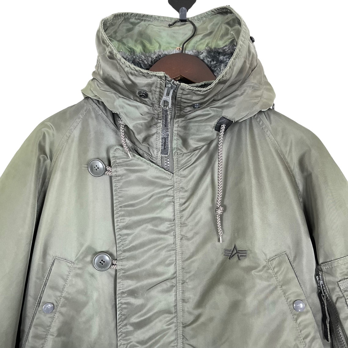 Alpha Industries Military Parka Jacket Green Size Large Made in Vietnam ...