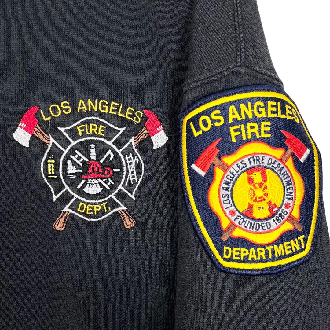 Vintage 90s LAFD Los Angeles Fire Department Pocket Pull Over Hoodie ...