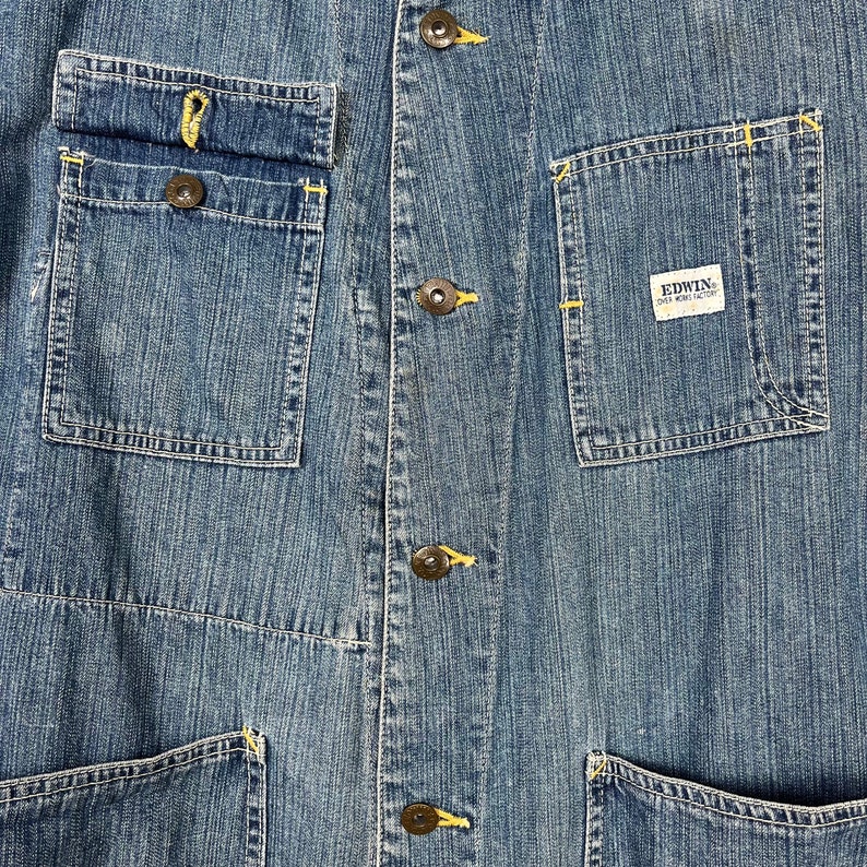 Vintage Edwin Over Work Denim Chore Jacket Blue Size Large - Etsy