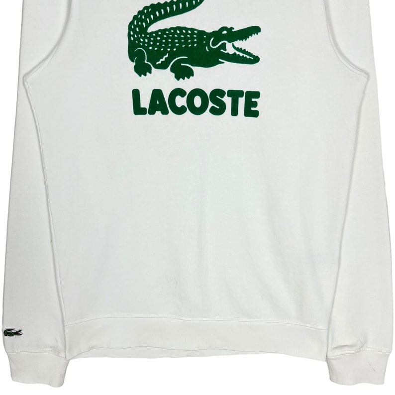 Lacoste Big Logo Velvet Printed Sweatshirt White Size Small Made in ...