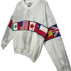 Rare! Vintage 80’s Multi Nation Flag Over Print Jumper Crewneck ...