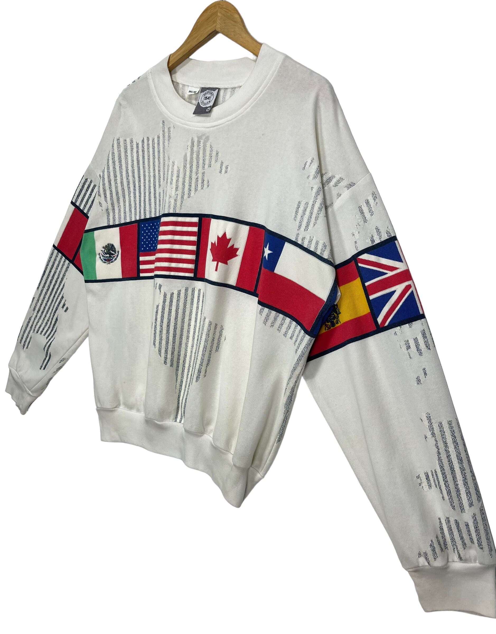 Rare! Vintage 80’s Multi Nation Flag Over Print Jumper Crewneck ...