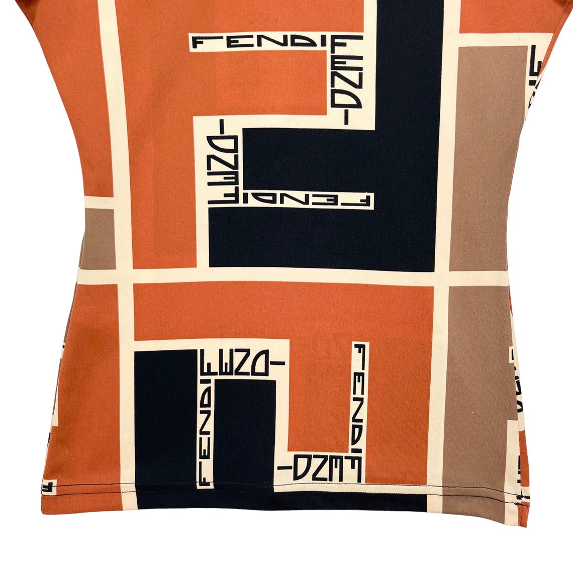 Vintage Fendi Monogram Full Print Stretchable Body Fit Woman Top Tshirt ...