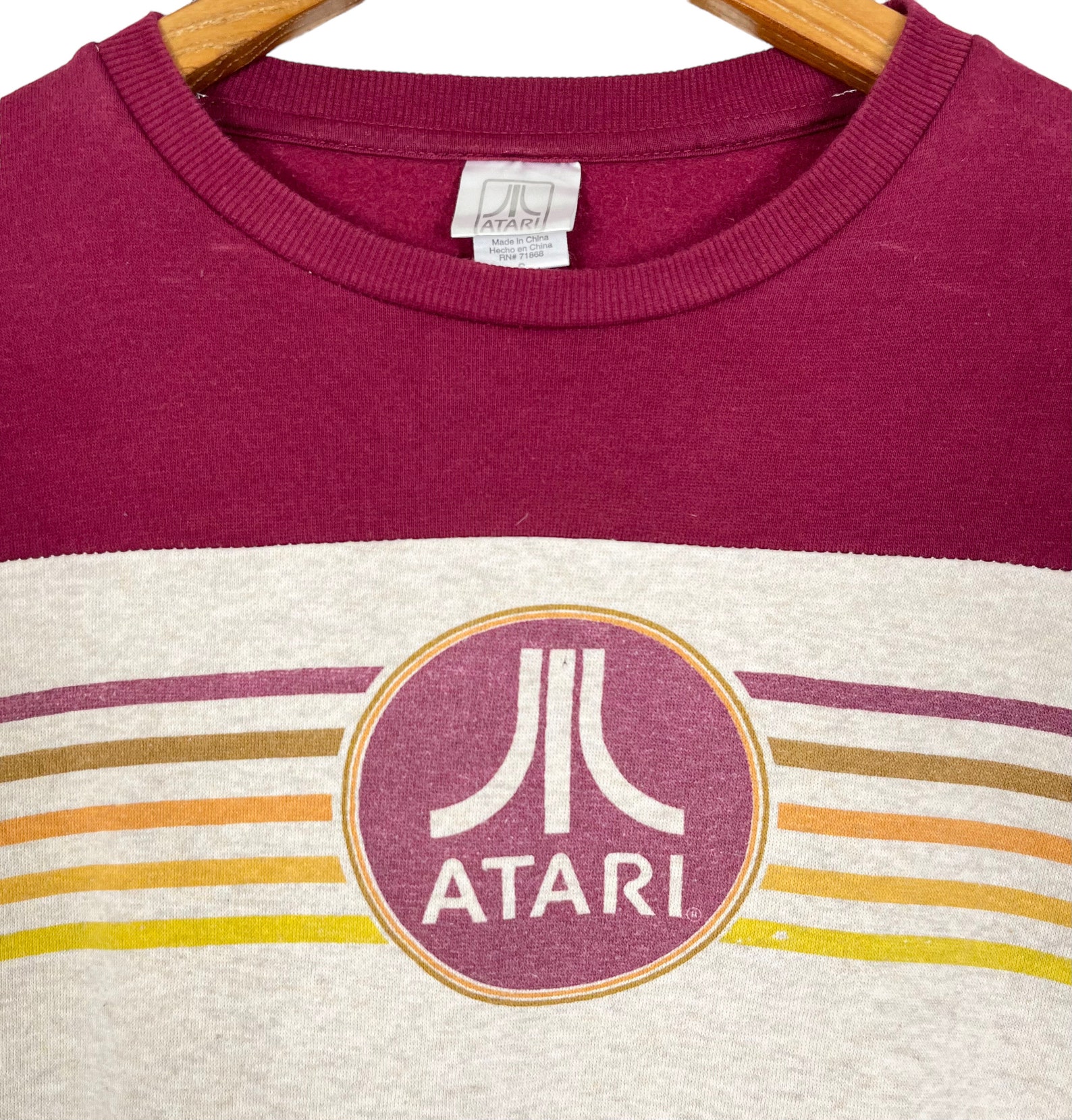 Atari Japanese Game Company Big Logo Striped Crewneck Sweatshirt Women ...