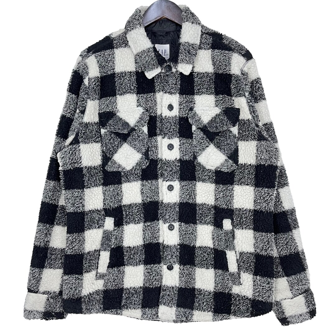 GAP Flannel Checkered Fleece Jacket Size Large - Etsy