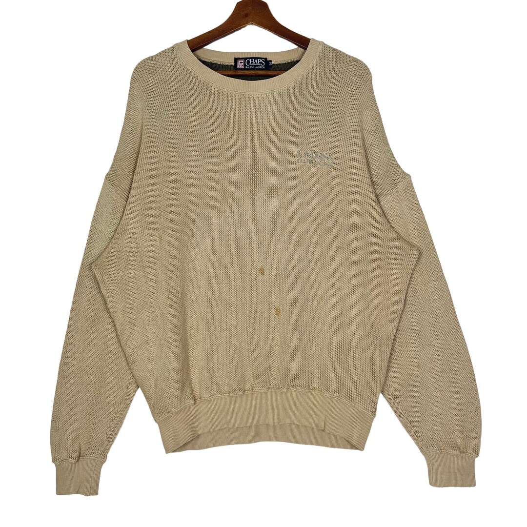 Chaps Ralph Lauren Knit Crewneck Sweatshirt Jumper Luxury Brand Brown ...