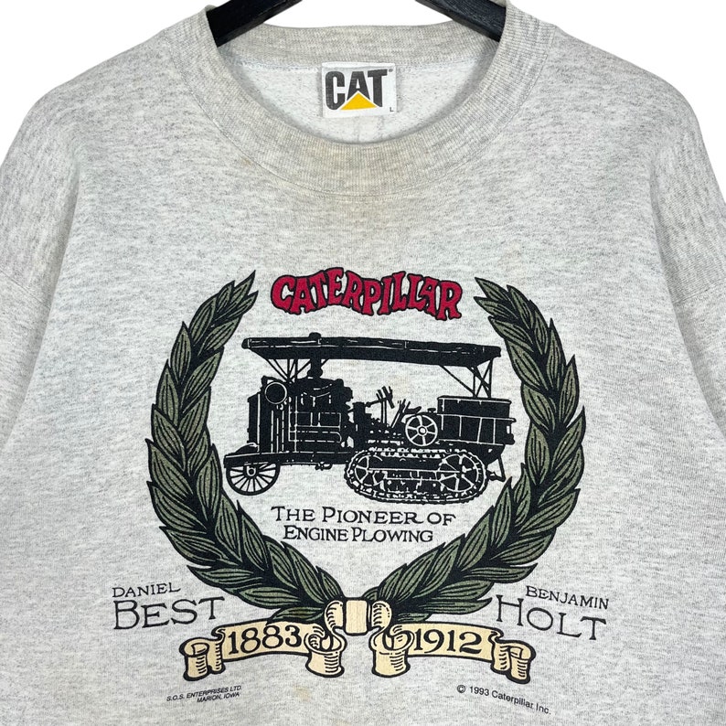 Vintage 1993 CAT Caterpillar Big Logo Sweatshirt Gray Size Large Made ...