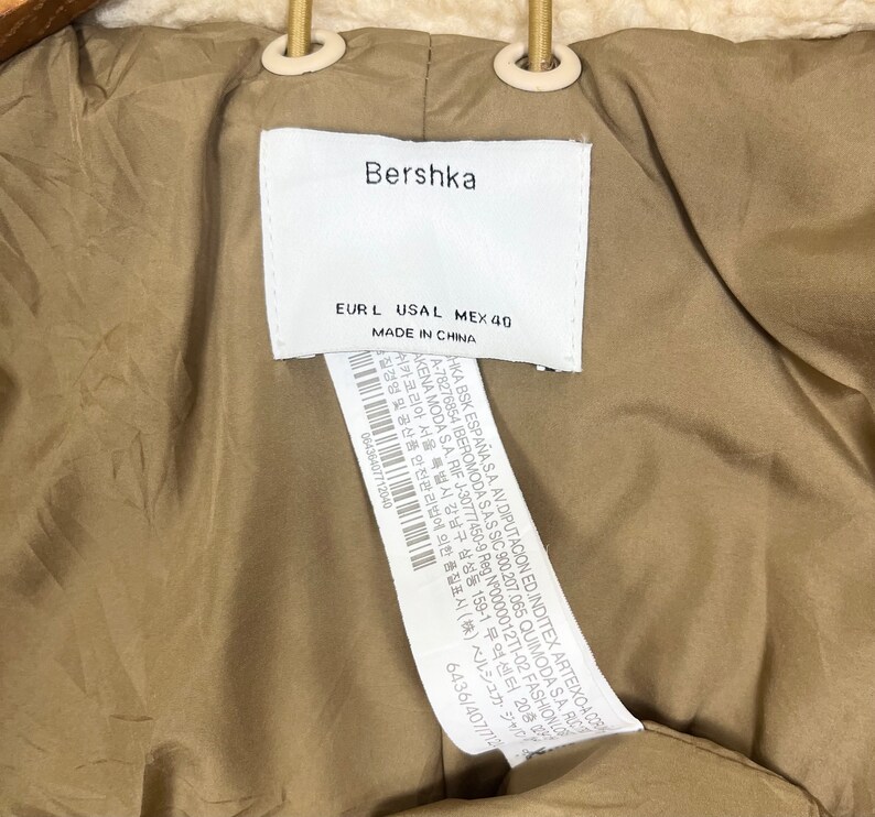 Bershka Zipper Fleece Jacket Outdoor Winter Brown Size Larger Made in ...