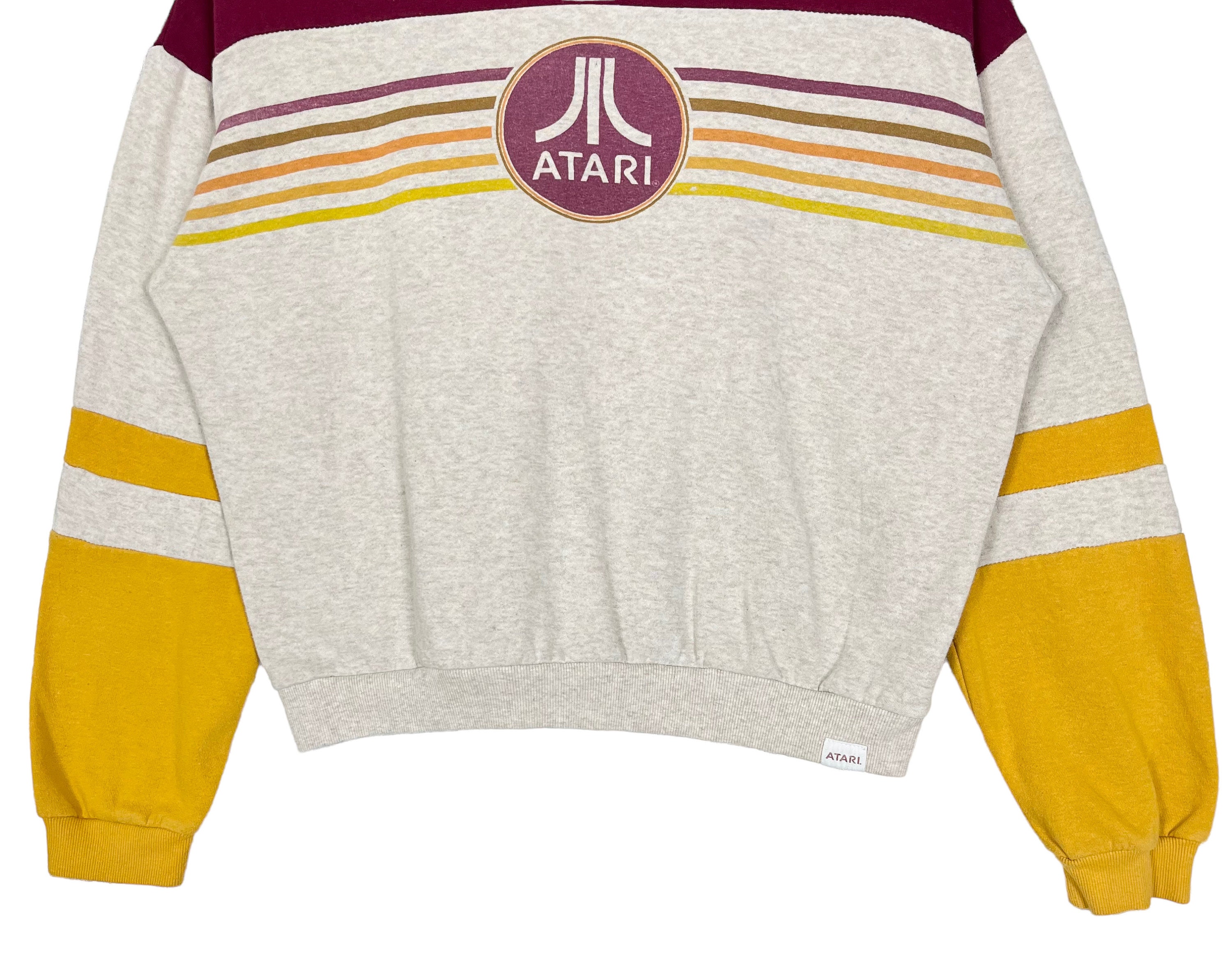 Atari Japanese Game Company Big Logo Striped Crewneck Sweatshirt Women ...
