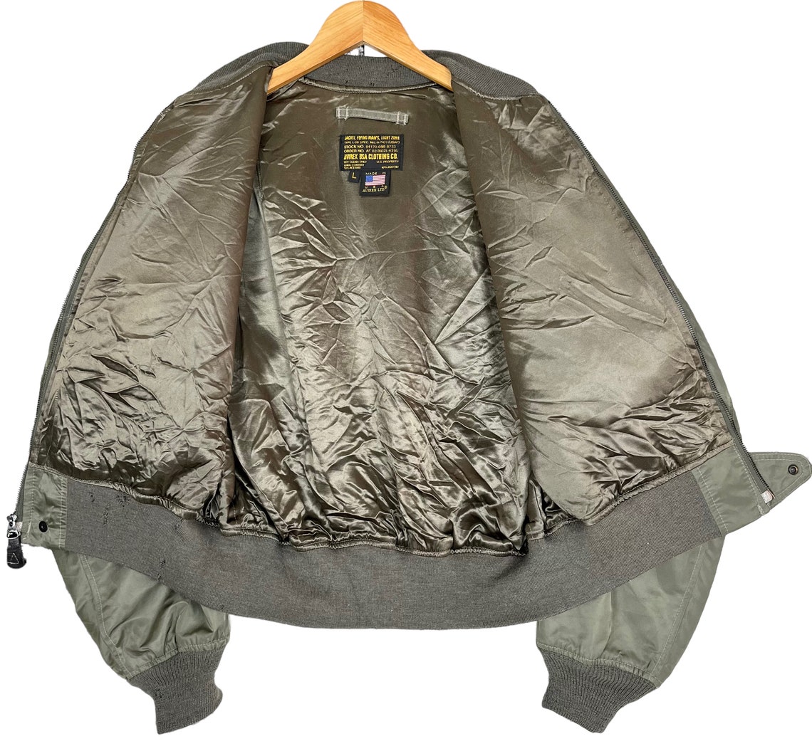 Avirex Military USAF Flight Bomber Jacket Plain Olive Green Color Size ...