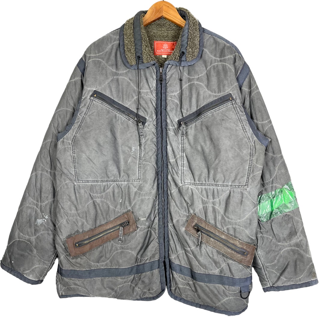 Vintage Military Avirex Officer Uniform Winter Fleece Quilted Zip up ...