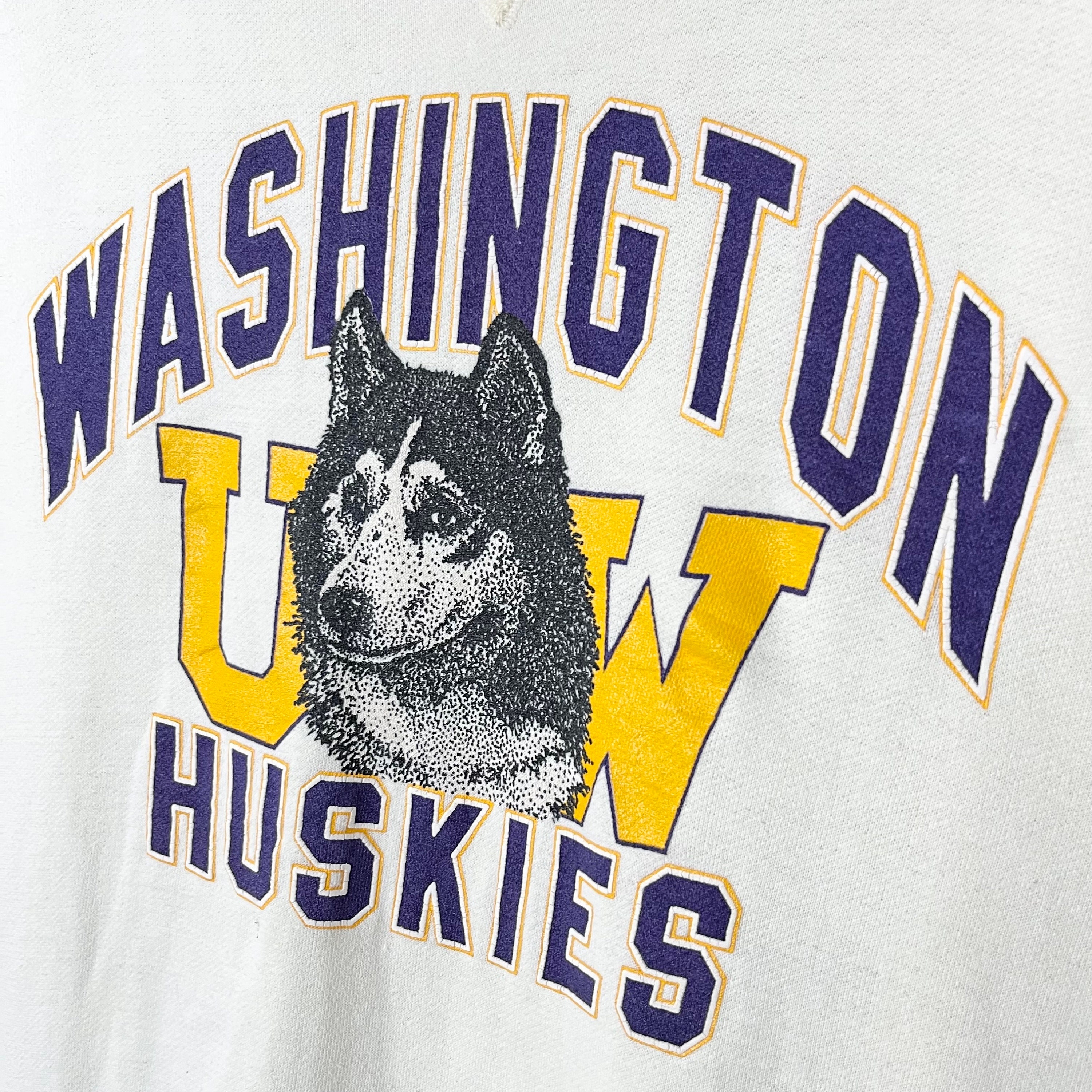 Vintage 90s University Washington Huskies UW Big Logo Print Crewneck ...